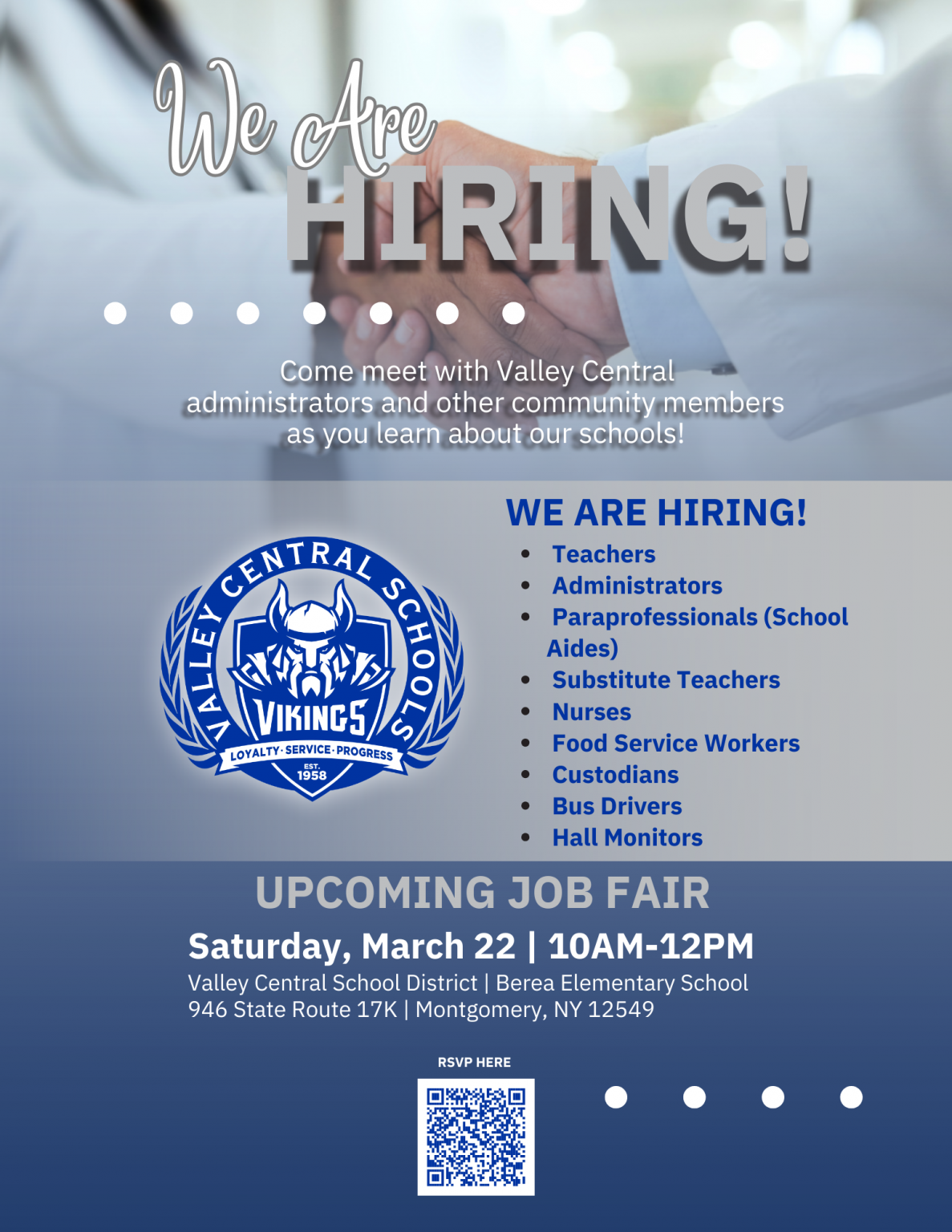 VCSD Is Holding A Job Fair on March 22, 2025 - Valley Central School ...